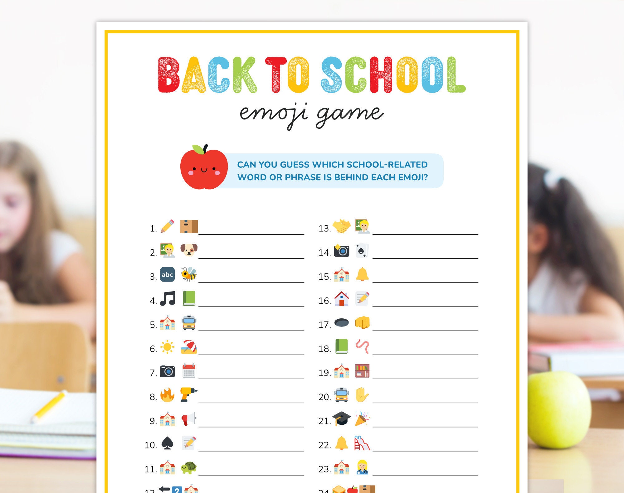 Back to School Emoji Pictonary, School Emoji Quiz, Guess the Emoji Game ...