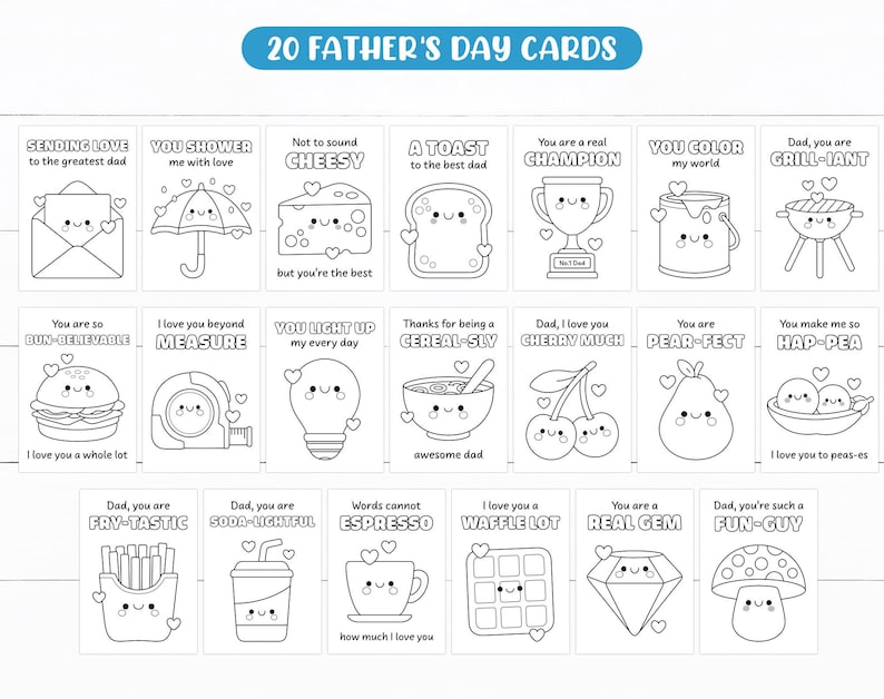 Fathers Day Coloring Cards, Fathers Day Cards, Fathers Day Printable ...