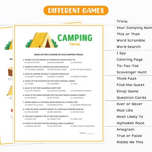 Camping Games Bundle, Camping Bundle, Camping Party Games for Kids ...