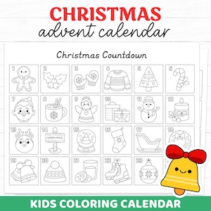 Printable Advent Calendar for Kids, Christmas Countdown Calendar ...