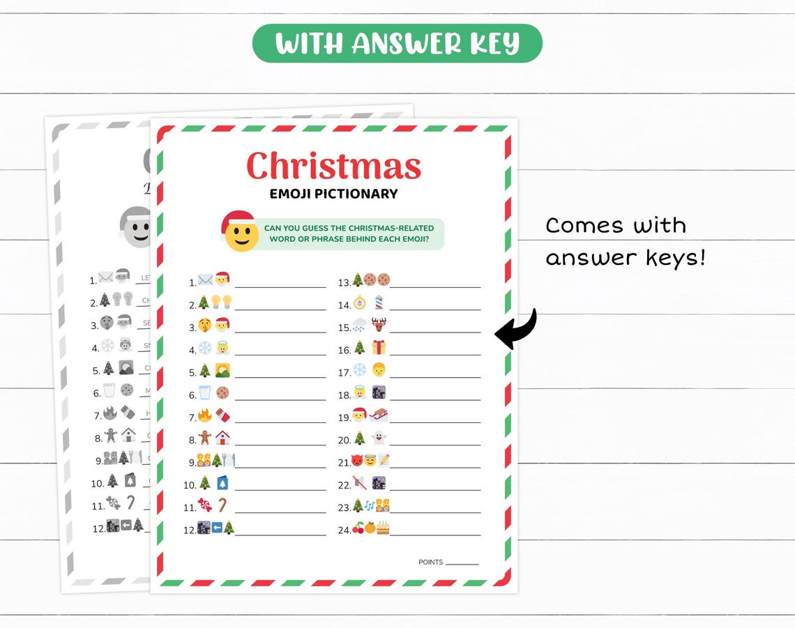 Christmas Emoji Pictionary Game, Christmas Emoji Quiz, Printable Guess ...