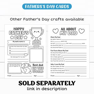 Fathers Day Coloring Cards, Fathers Day Cards, Fathers Day Printable ...