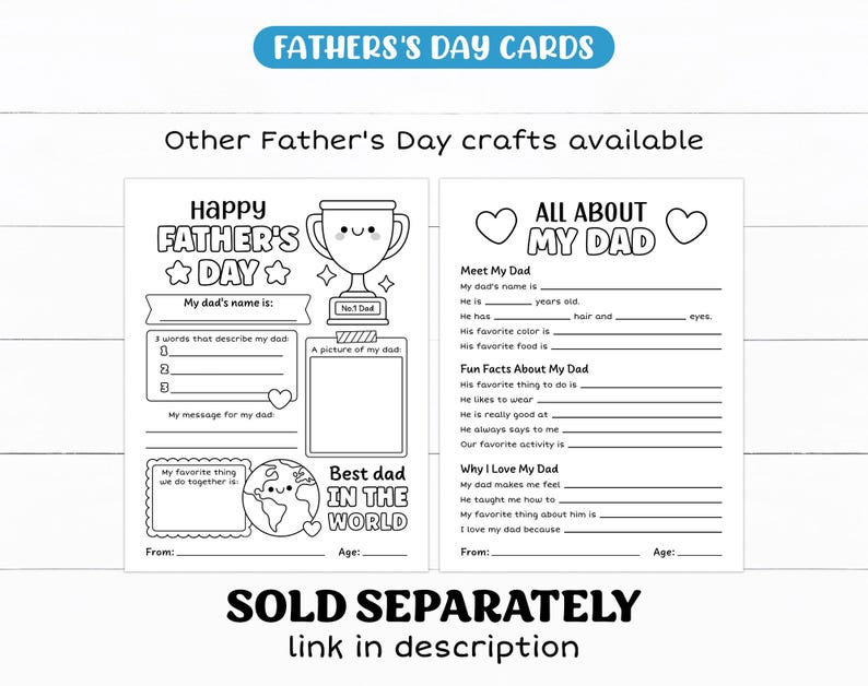 Fathers Day Coloring Cards, Fathers Day Cards, Fathers Day Printable ...