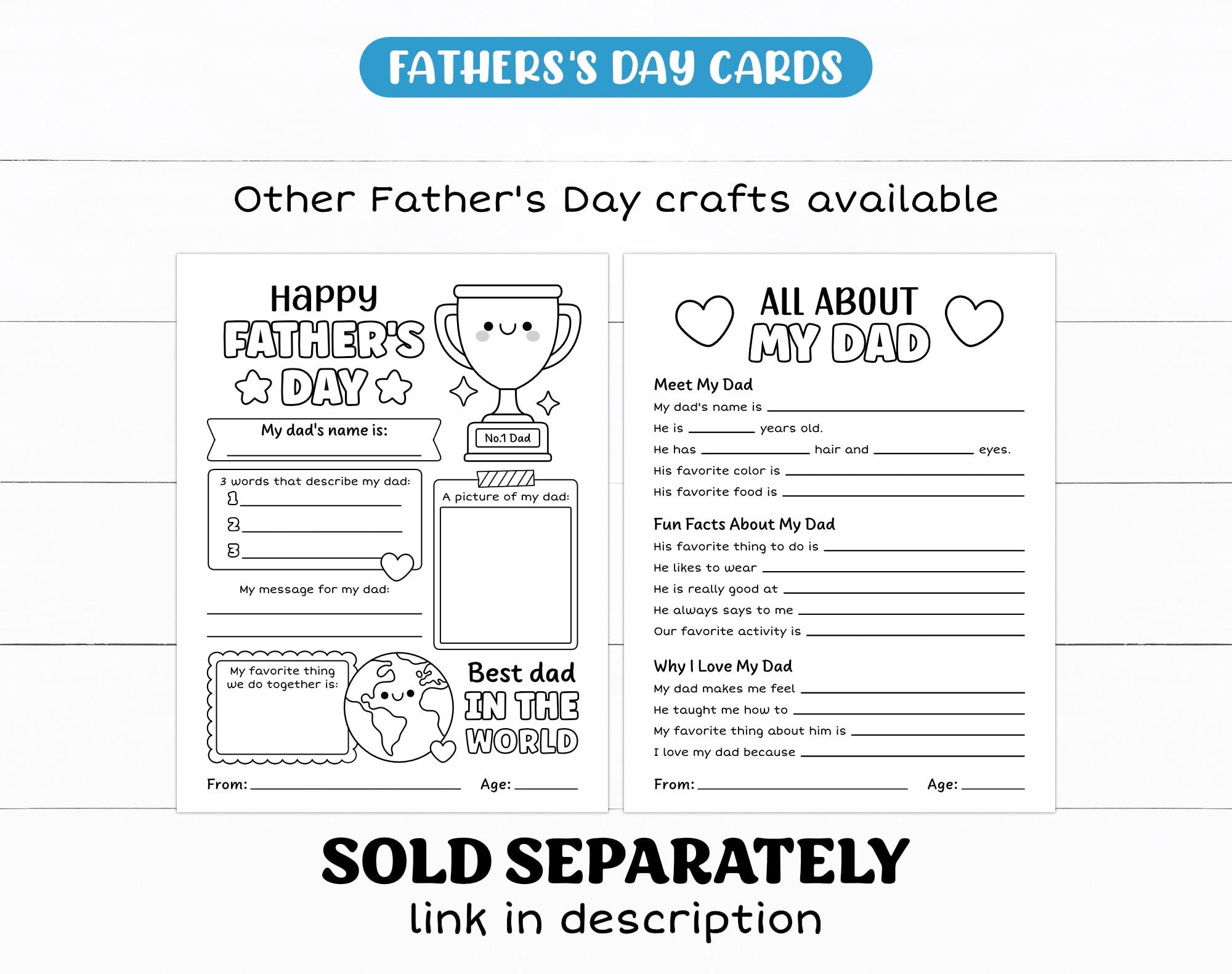 Fathers Day Coloring Cards, Fathers Day Cards, Fathers Day Printable ...