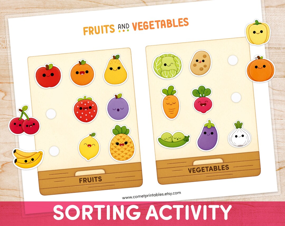 Fruits and Veggies Sorting Matching Preschool Activities - Etsy