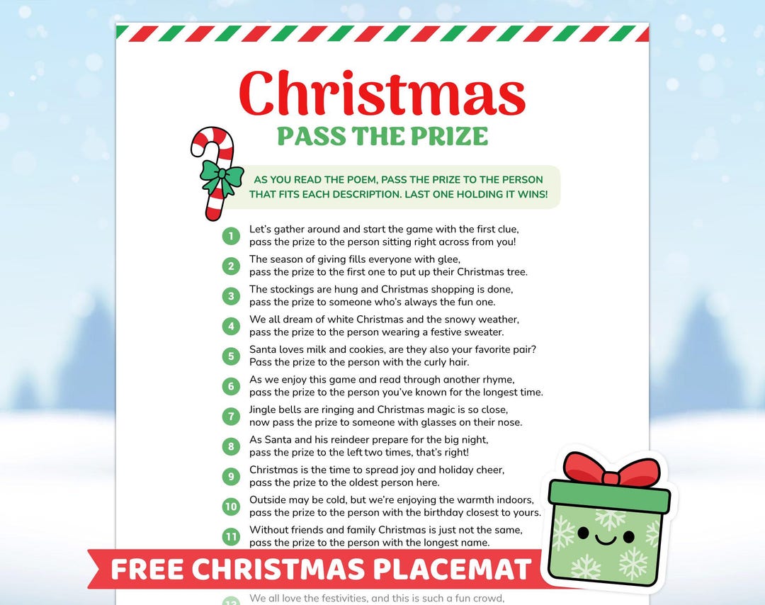 Pass the Prize Christmas Game, Christmas Pass the Prize Game, Christmas ...