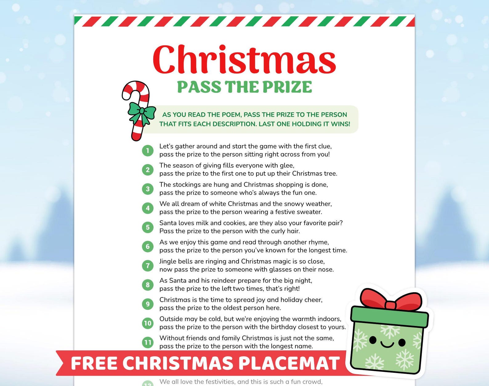 Pass the Prize Christmas Game, Christmas Pass the Prize Game, Christmas ...