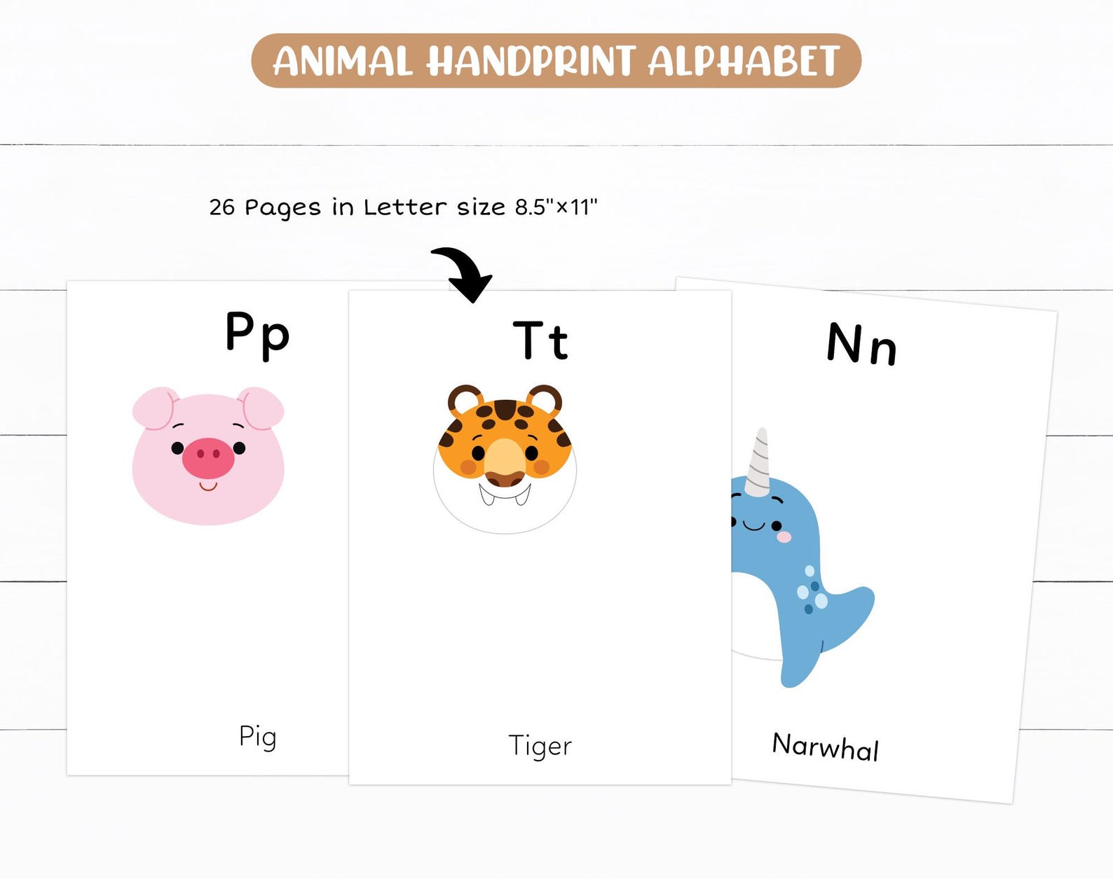 Animal Alphabet Handprint Art Craft, Handprint Alphabet Book Template ...