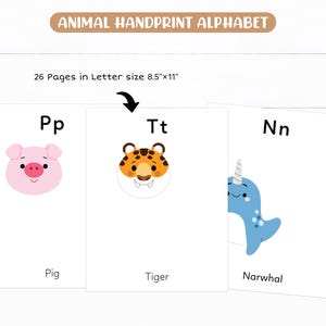Animal Alphabet Handprint Art Craft, Handprint Alphabet Book Template ...