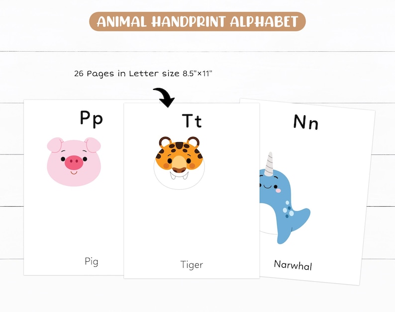 Animal Alphabet Handprint Art Craft, Handprint Alphabet Book Template ...