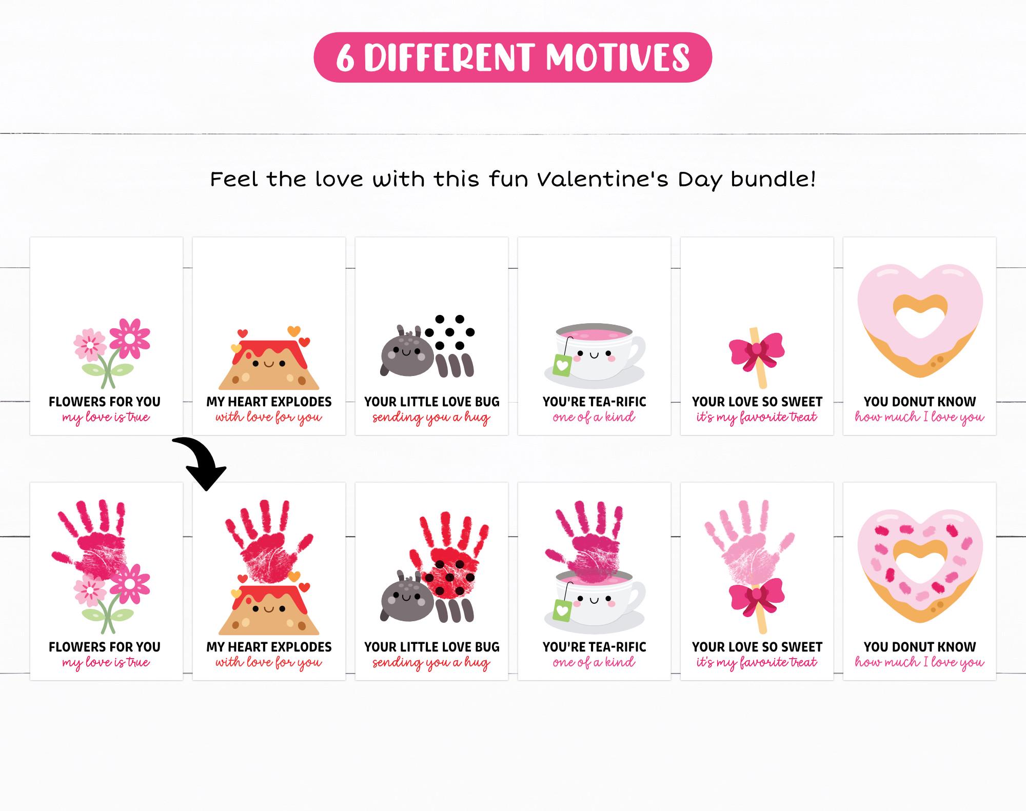 Kids Valentines Handprint Art Bundle, Printable Valentines Day ...