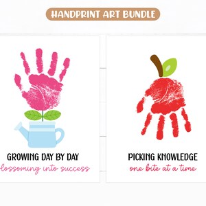 Back to School Handprint Art Bundle, First Day of School Handprint ...