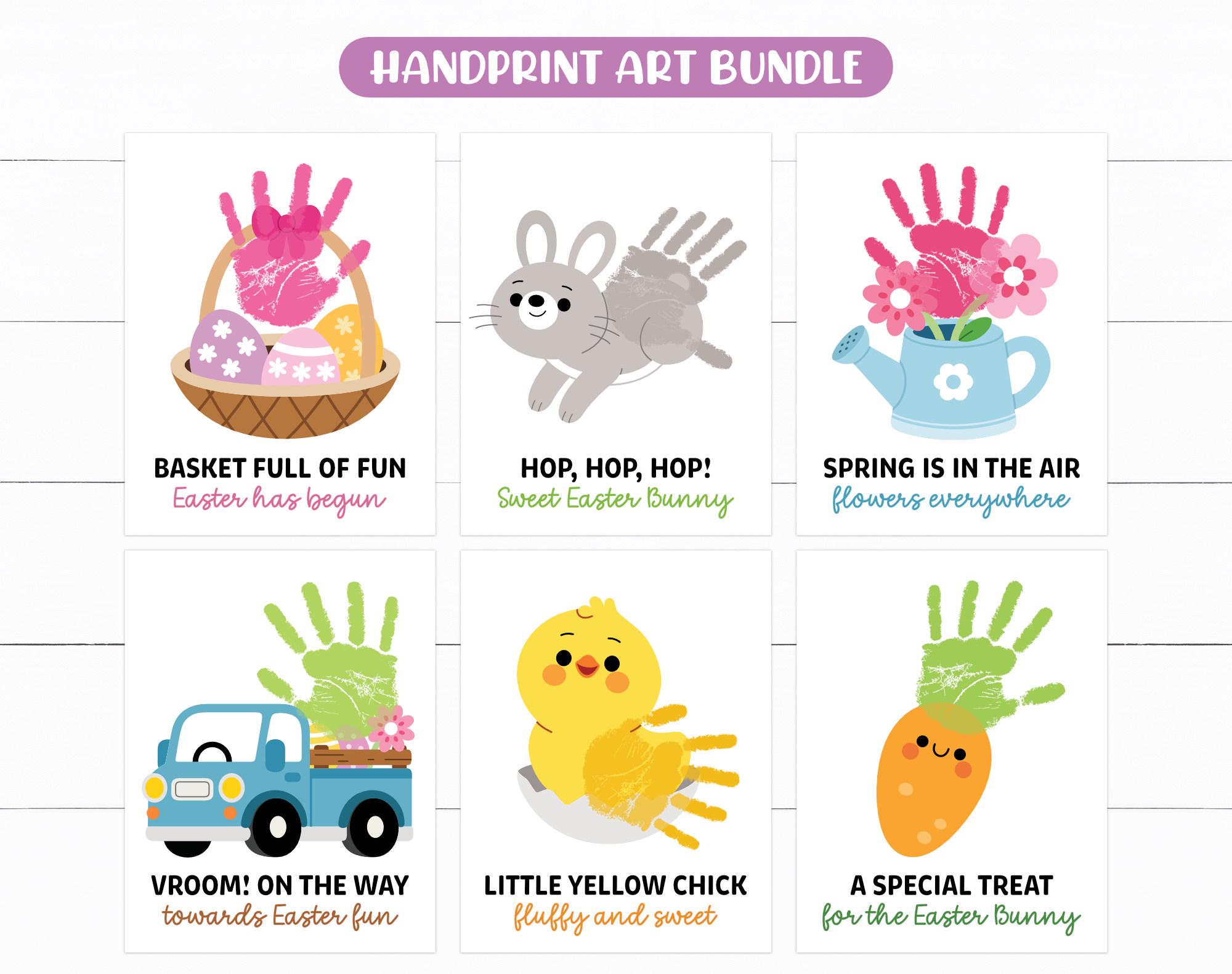 Easter Handprint Art Bundle, Easter Handprint Craft for Kids, DIY Baby ...