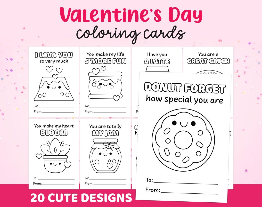 Cute Valentines Day Cards, Coloring Valentine Cards, Kids Valentines ...