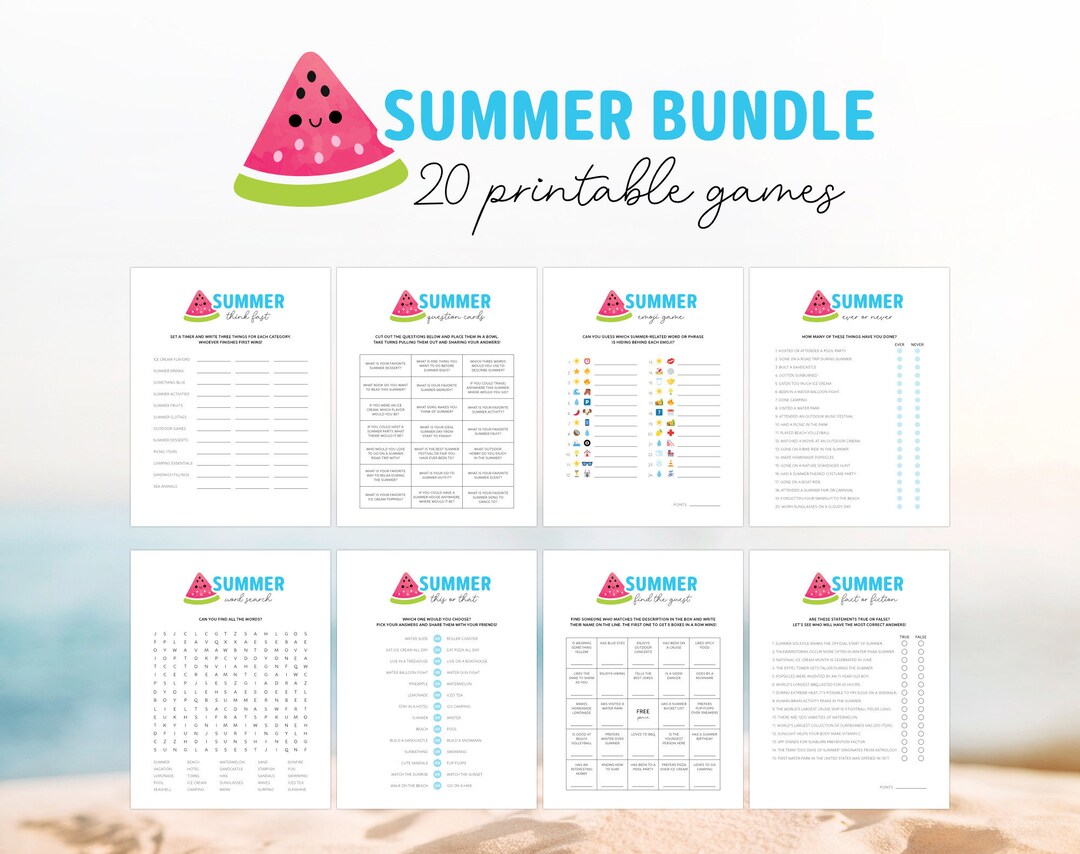 Summer Games Bundle, Printable Summer Games for Kids, Summer Mega ...