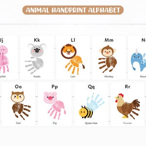 Animal Alphabet Handprint Art Craft, Handprint Alphabet Book Template ...