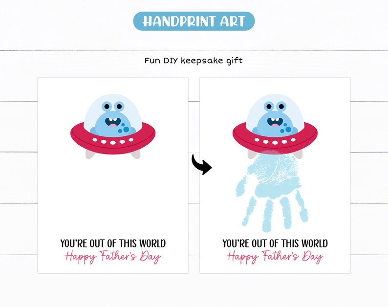 Father's Day Handprint Art Craft, Printable DIY Fathers Day Card, Dad ...