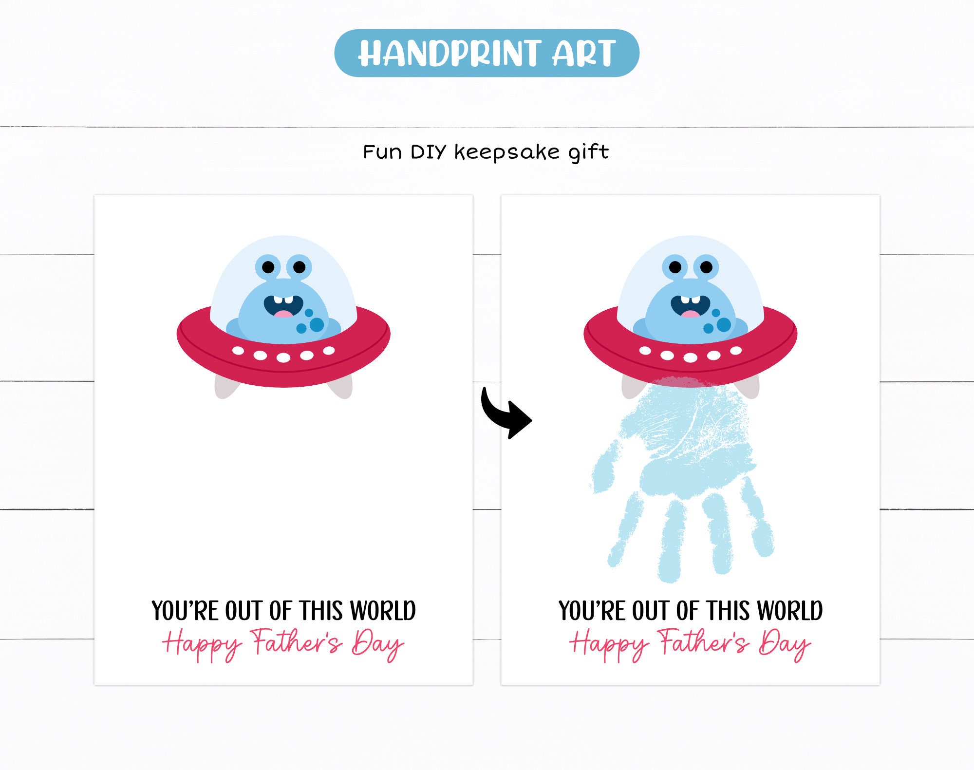 Father's Day Handprint Art Craft, Printable DIY Fathers Day Card, Dad ...