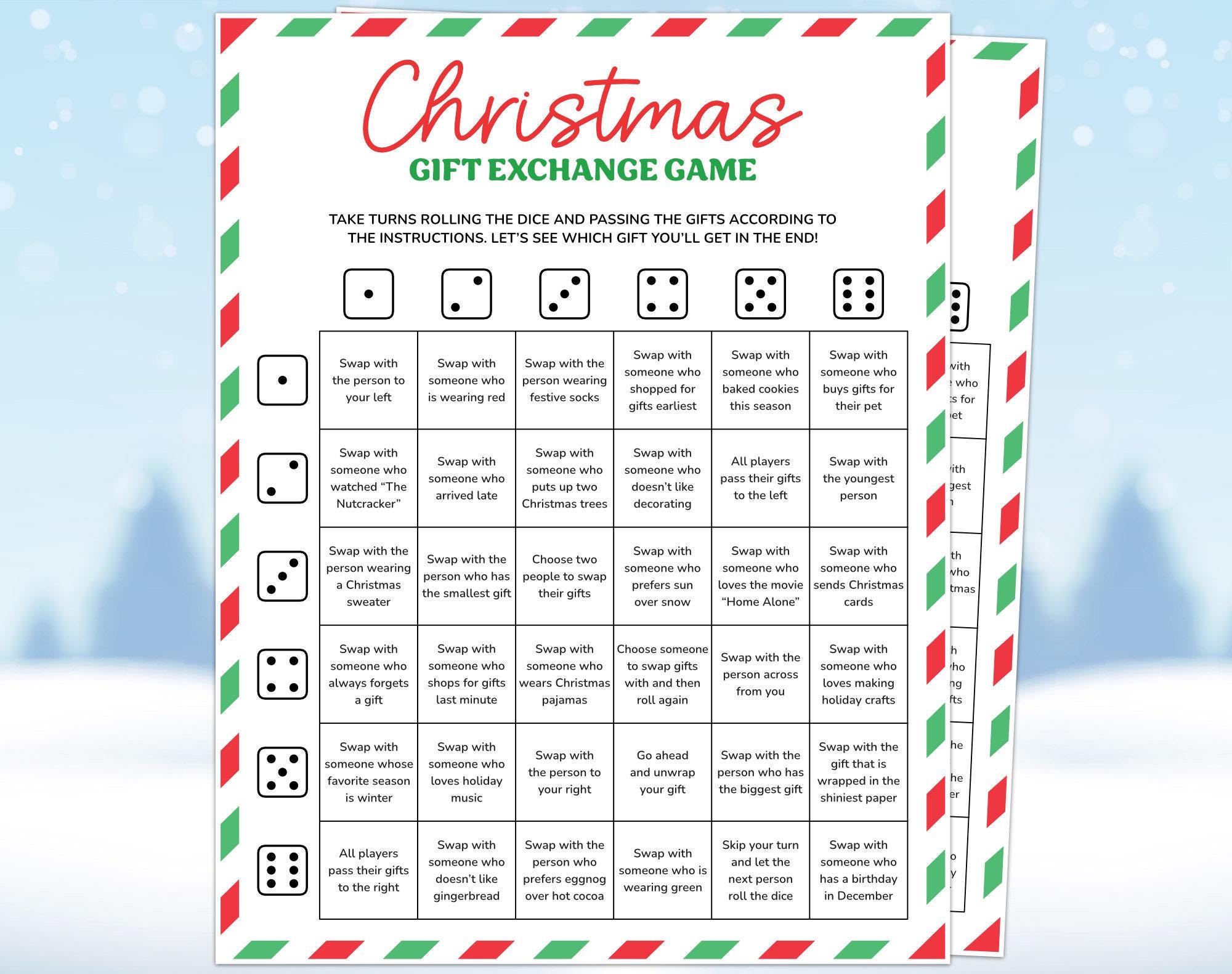 Christmas Gift Exchange Game, Fun Gift Exchange Dice Game, Pass the ...
