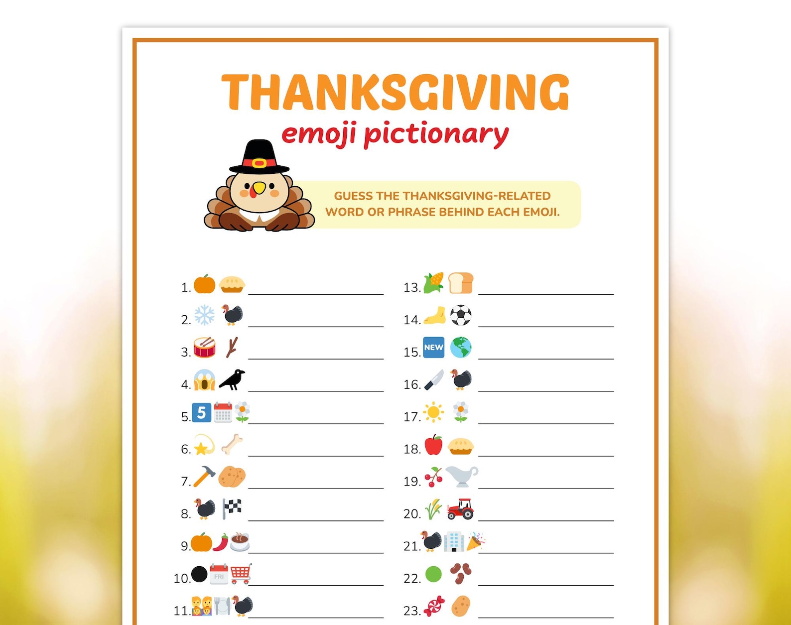Thanksgiving Emoji Pictionary Game, Thanksgiving Emoji Quiz, Guess the ...