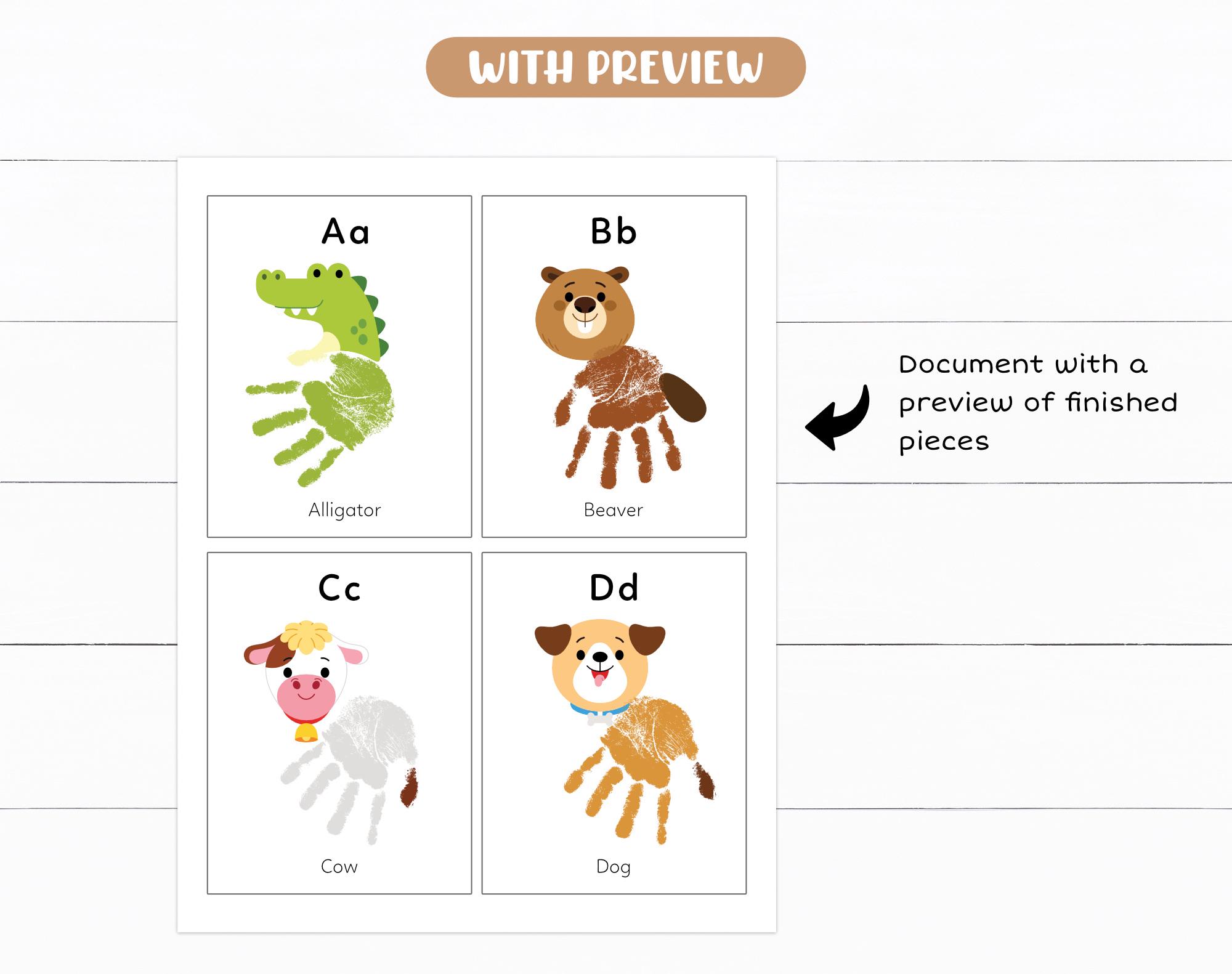 Animal Alphabet Handprint Art Craft, Handprint Alphabet Book Template ...