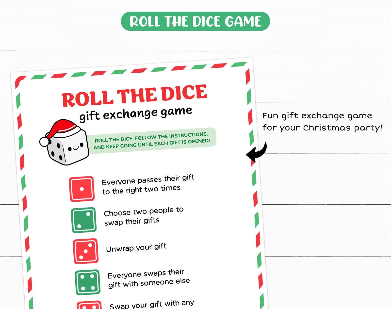 Christmas Roll the Dice Gift Exchange Game, Roll the Dice Christmas ...
