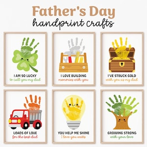 Fathers Day Handprint Art Bundle, Father's Day Handprint Craft, Fathers ...