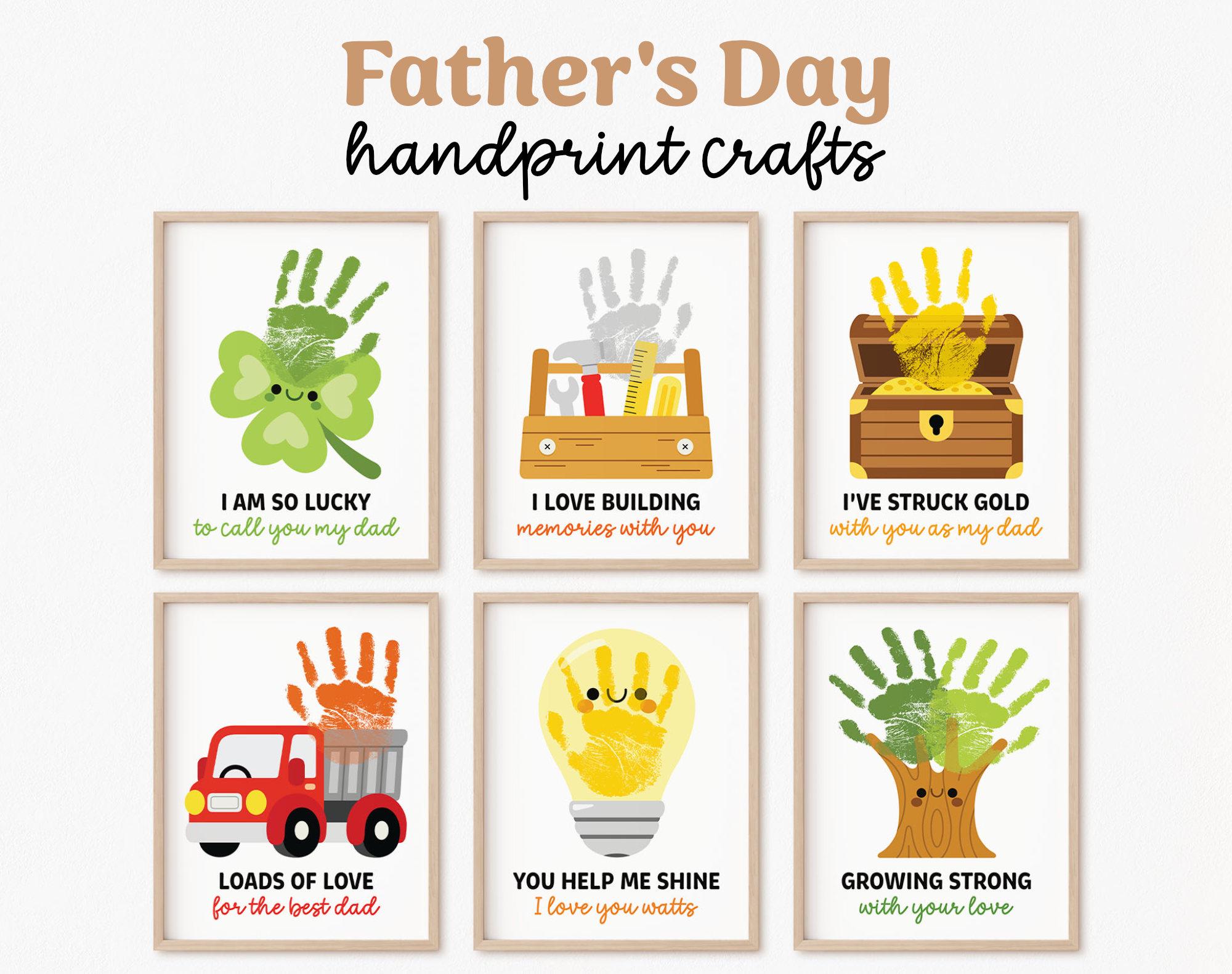 Fathers Day Handprint Art Bundle, Father's Day Handprint Craft, Fathers ...
