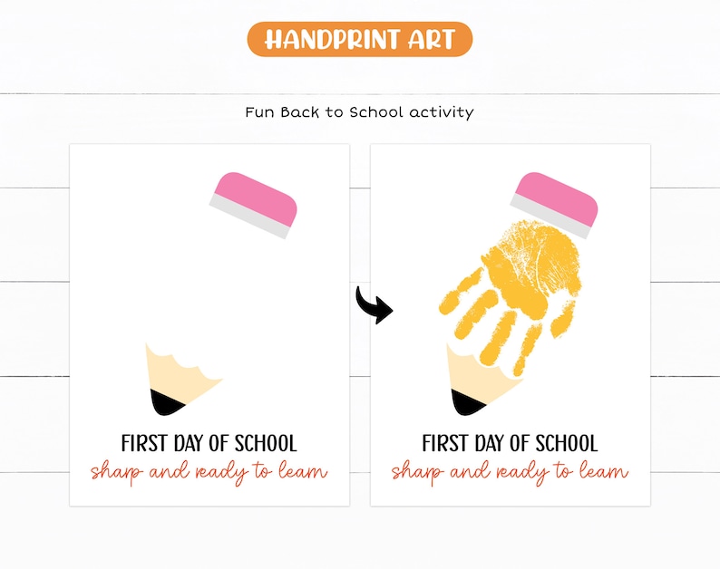 Back to School Handprint Art Craft, First Day of School Handprint ...