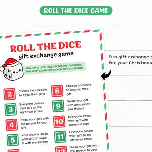 Roll the Dice Christmas Gift Exchange, Christmas Roll the Dice Gift ...