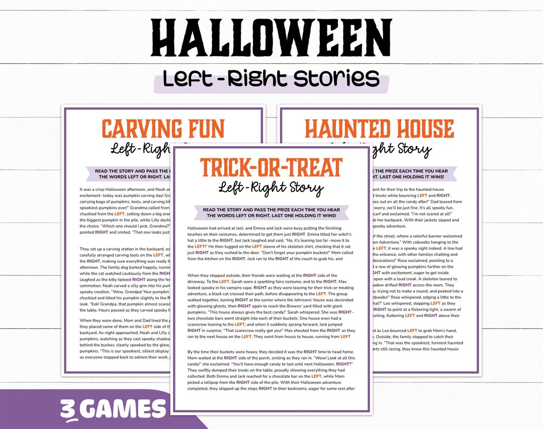 Halloween Left Right Game, Halloween Left Right Story, Halloween Pass ...