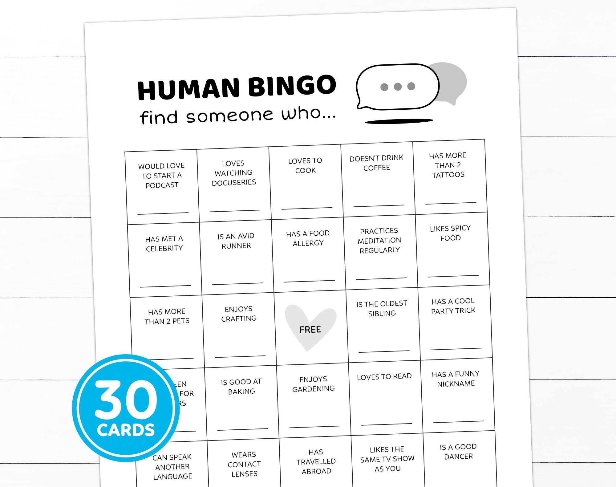 Find the Guest Bingo, Get to Know You Mix and Mingle Human Bingo, Find ...