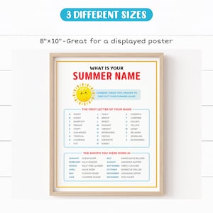 What's Your Summer Name Game With Tags, Kids Name Generator, Summer ...