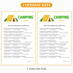 Camping Trivia Game, Camping Quiz Games, Camp Questions, Camping ...
