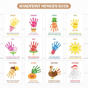 Handprint Memory Book, Printable Monthly Handprint Craft, 12 Months ...