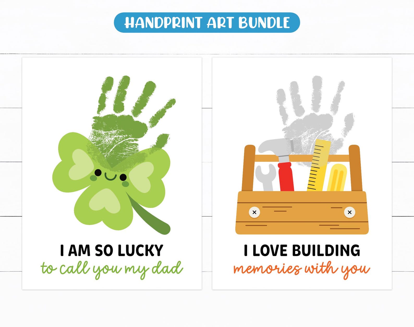 Fathers Day Handprint Art Bundle, Father's Day Handprint Craft, Fathers ...
