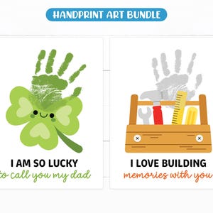 Fathers Day Handprint Art Bundle, Father's Day Handprint Craft, Fathers ...