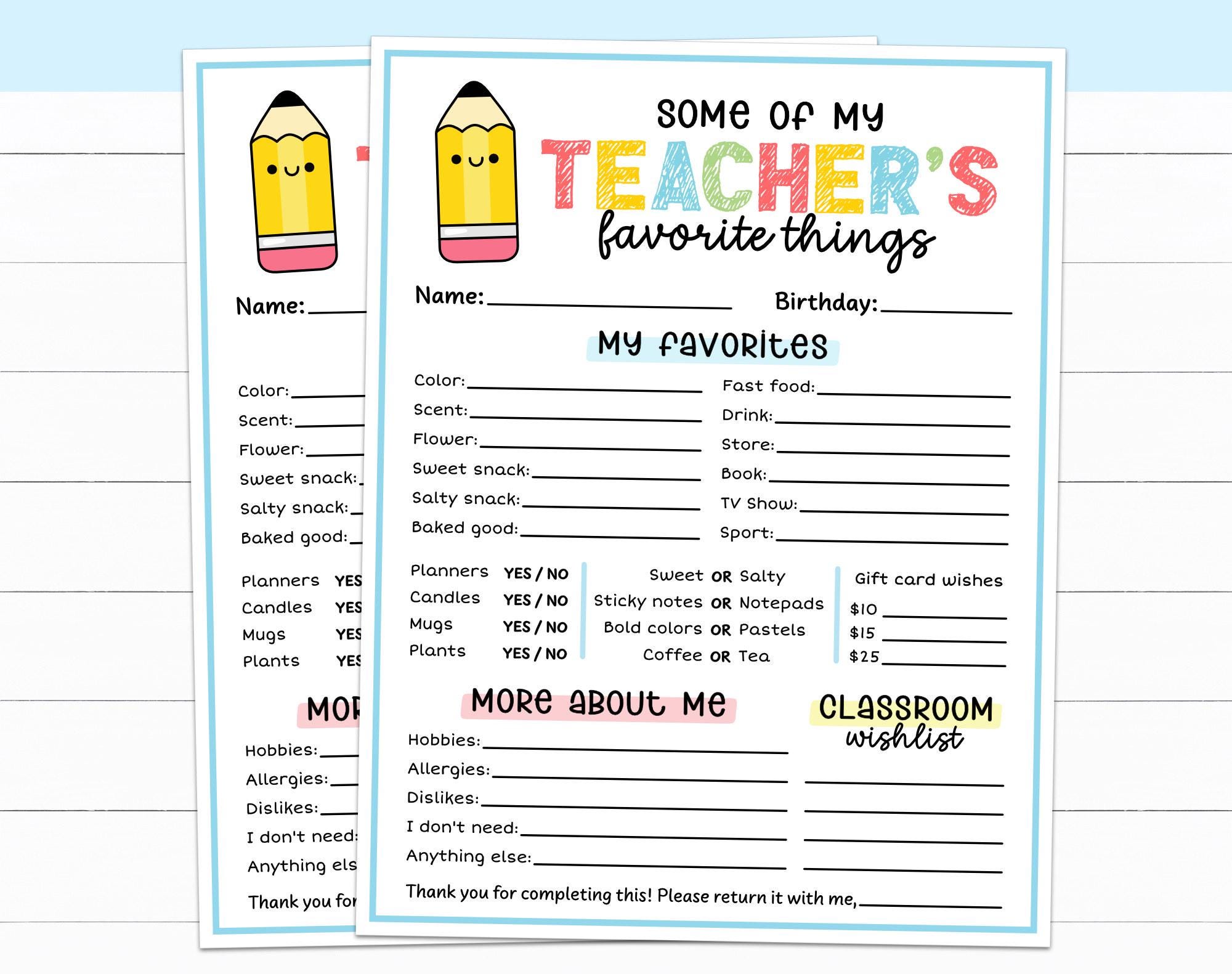 All About My Teacher Questionnaire, Meet the Teacher Survey, Printable ...