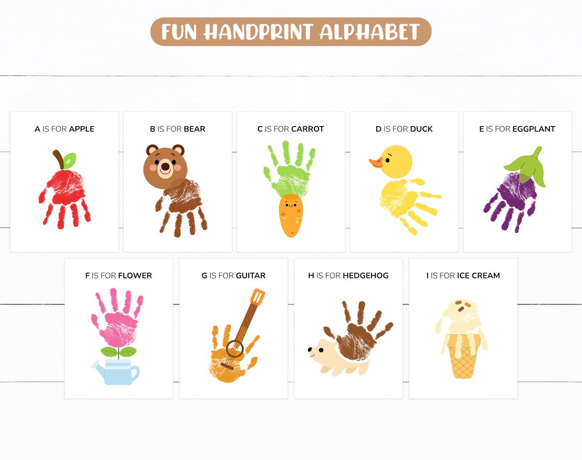 Handprint Alphabet Book, Alphabet Handprint Art Bundle, Alphabet ...
