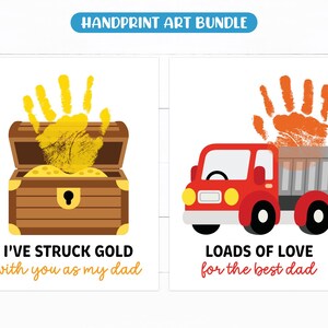 Fathers Day Handprint Art Bundle, Father's Day Handprint Craft, Fathers ...