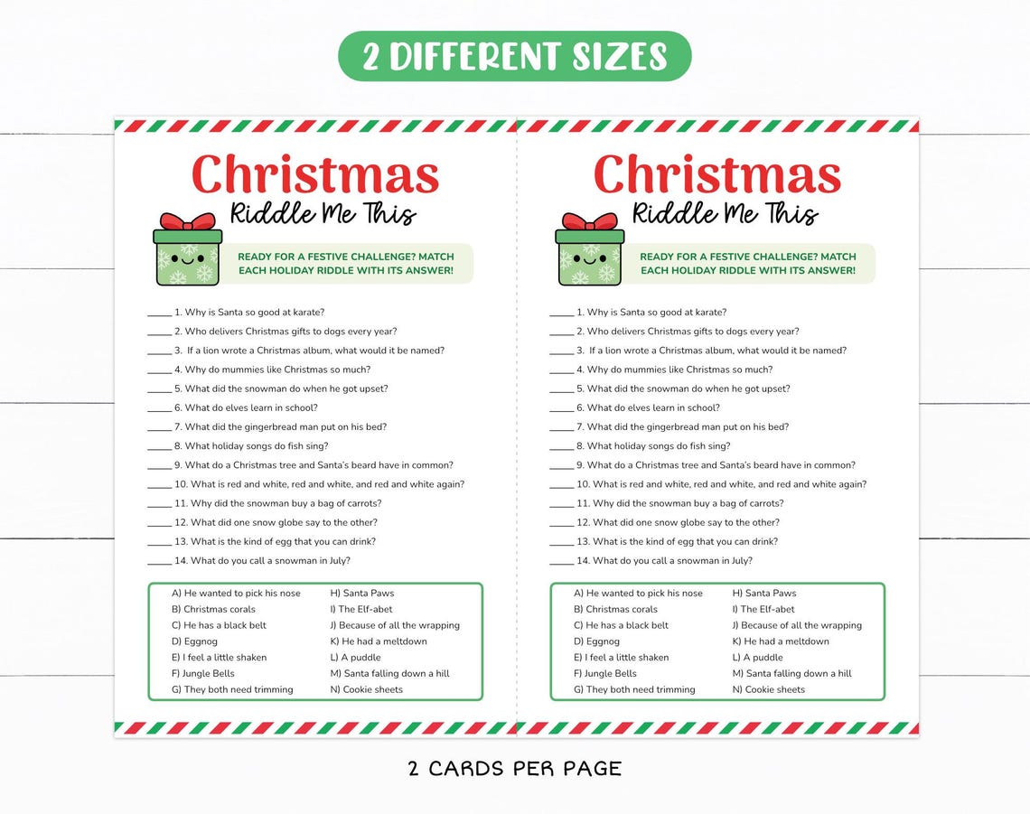 Christmas Riddles Game, Holiday Riddles and Jokes, Riddle Me This ...