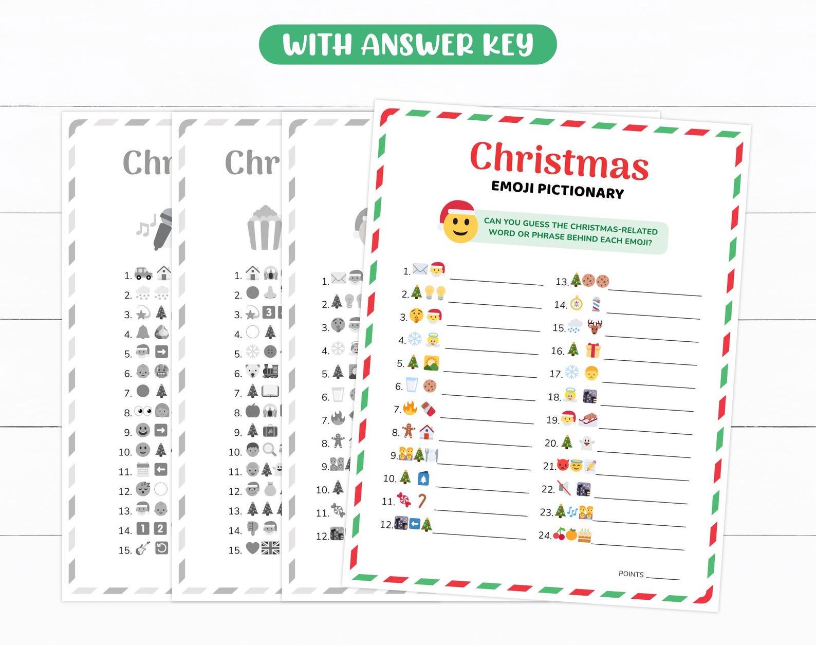 Christmas Emoji Pictionary Bundle, Christmas Emoji Bundle, Christmas ...