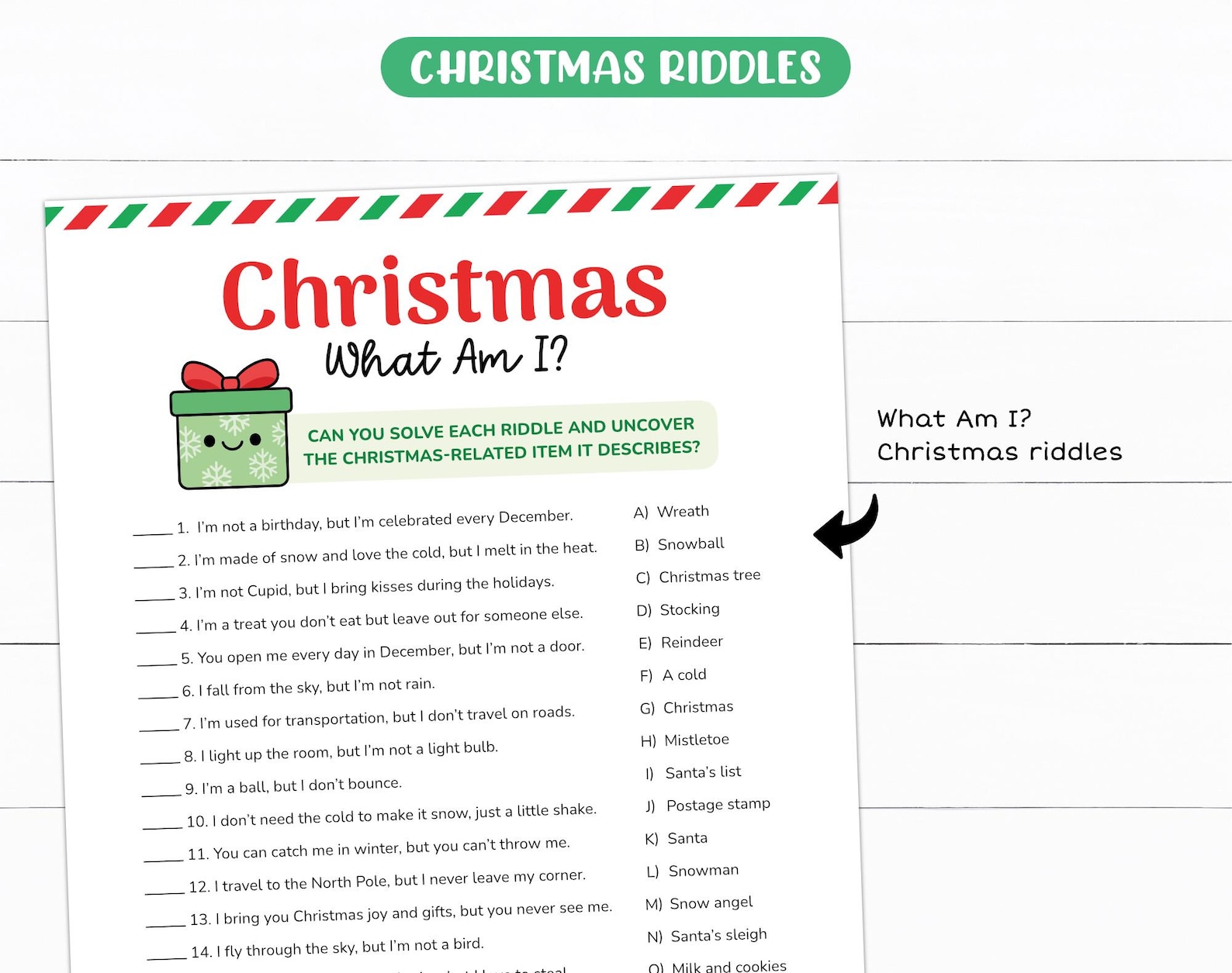 Christmas Riddles Game, Holiday Riddles and Jokes, Riddle Me This ...