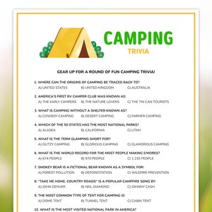 Camping Trivia Game, Camping Quiz Games, Camp Questions, Camping ...