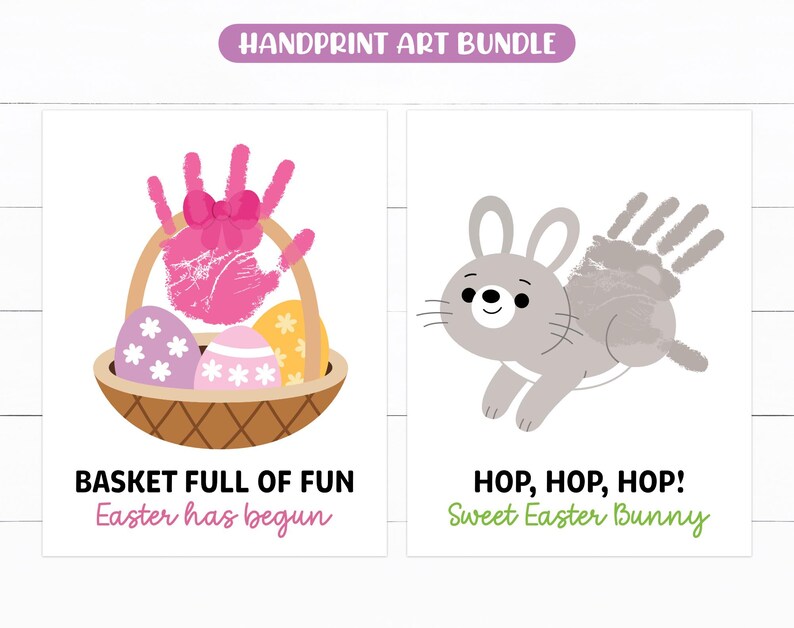Easter Handprint Art Bundle, Easter Handprint Craft for Kids, DIY Baby ...