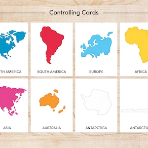 Continents and Oceans Matching Activity, Montessori World Map, 3 Part ...