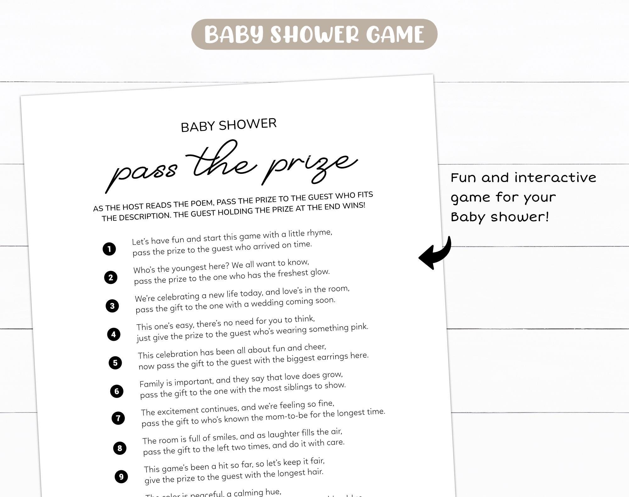 Pass the Prize Game, Pass the Prize Rhyme Game, Baby Pass the Gift Game ...