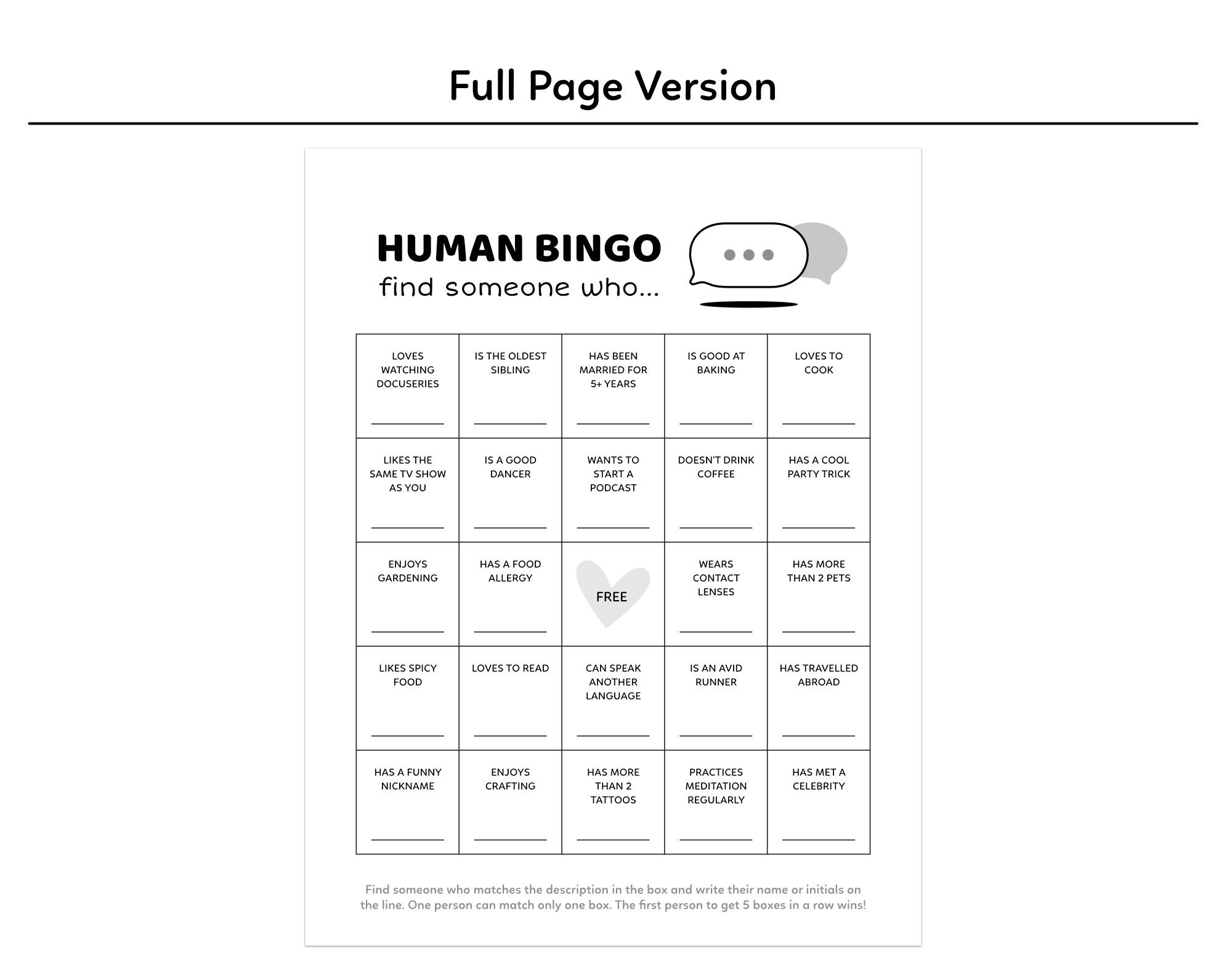 Find the Guest Bingo, Get to Know You Mix and Mingle Human Bingo, Find ...