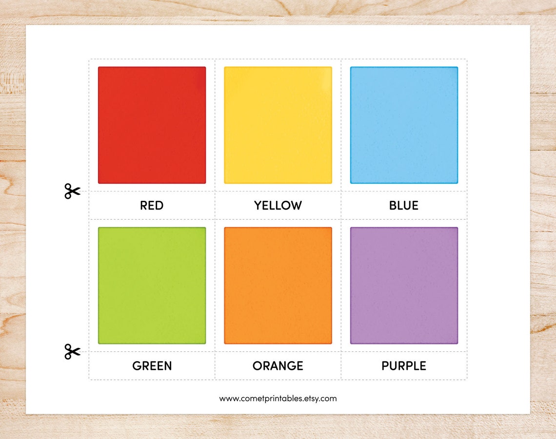 Colors Flashcards Montessori 3 Part Cards Printable Color - Etsy