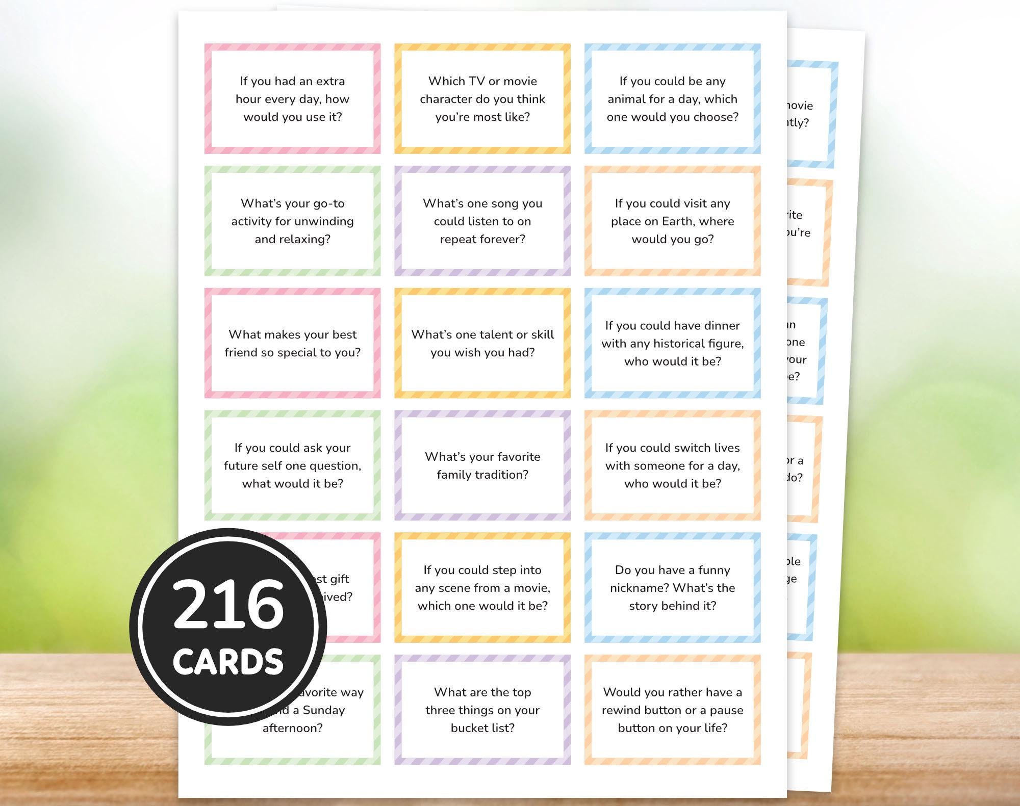 Printable Conversation Cards, Family Conversation Starters ...